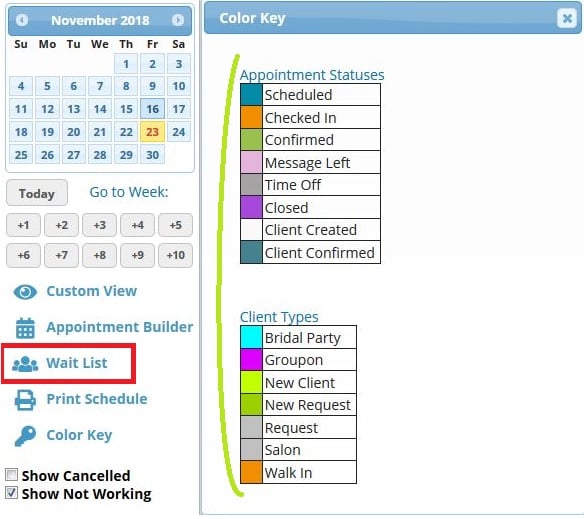 Editing Schedule Colors